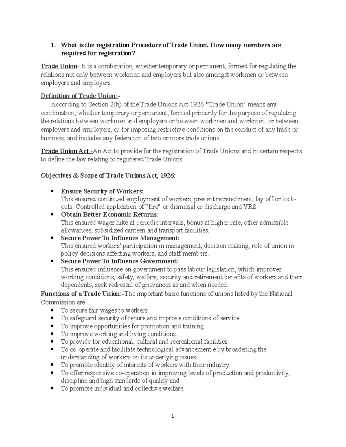 Trade Union ACT - INDUSTRIAL LAW - What is the registration Procedure ...