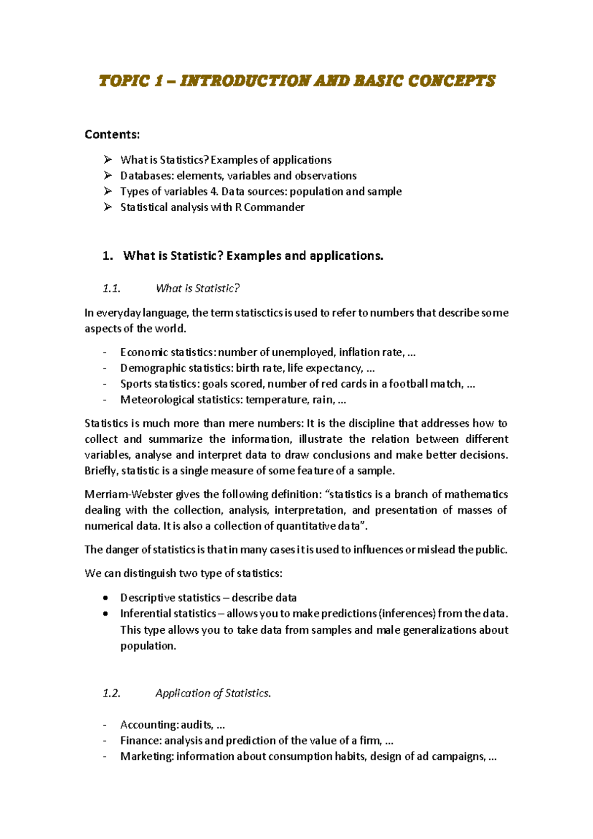 Topic 1 - Introduction and basic concepts - TOPIC 1 – INTRODUCTION AND ...