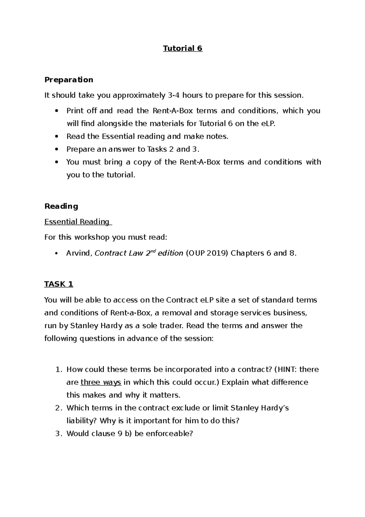 Tutorial 6 Tutorial 6 Preparation It Should Take You Approximately 3 4 Hours To Prepare For