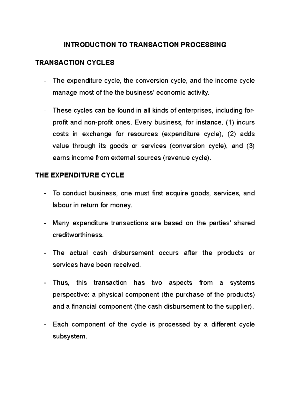 Introduction To Transaction Processing Introduction To Transaction Processing Transaction