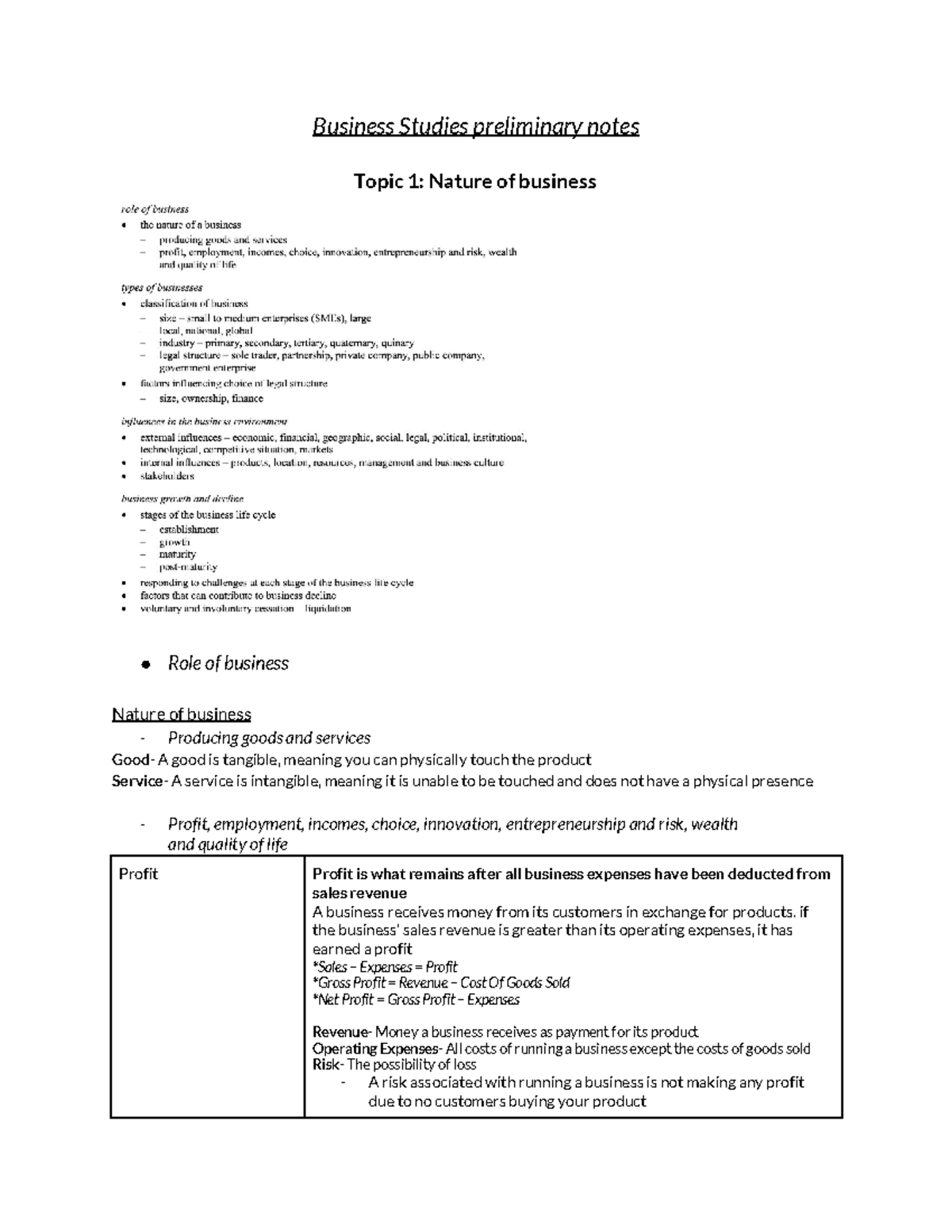 Business Studies preliminary notes - Business Studies preliminary notes ...