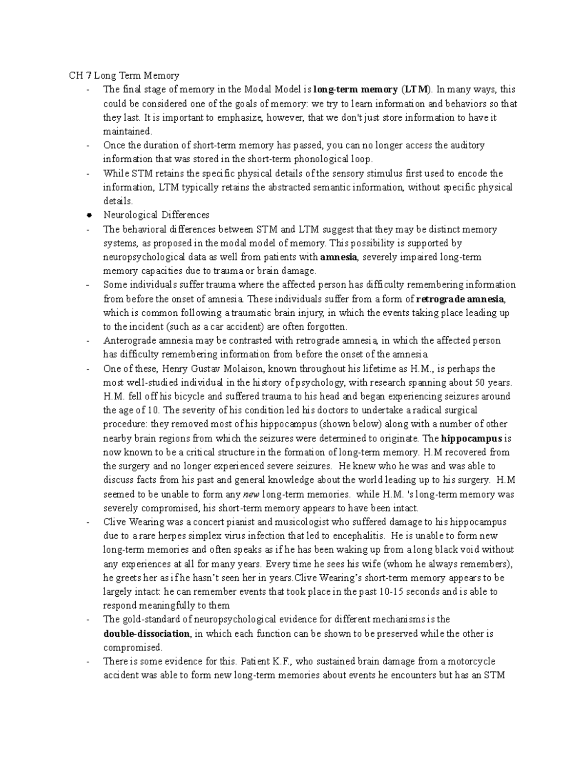 PSY CH 7 Review - CH 7 Long Term Memory - The final stage of memory in ...