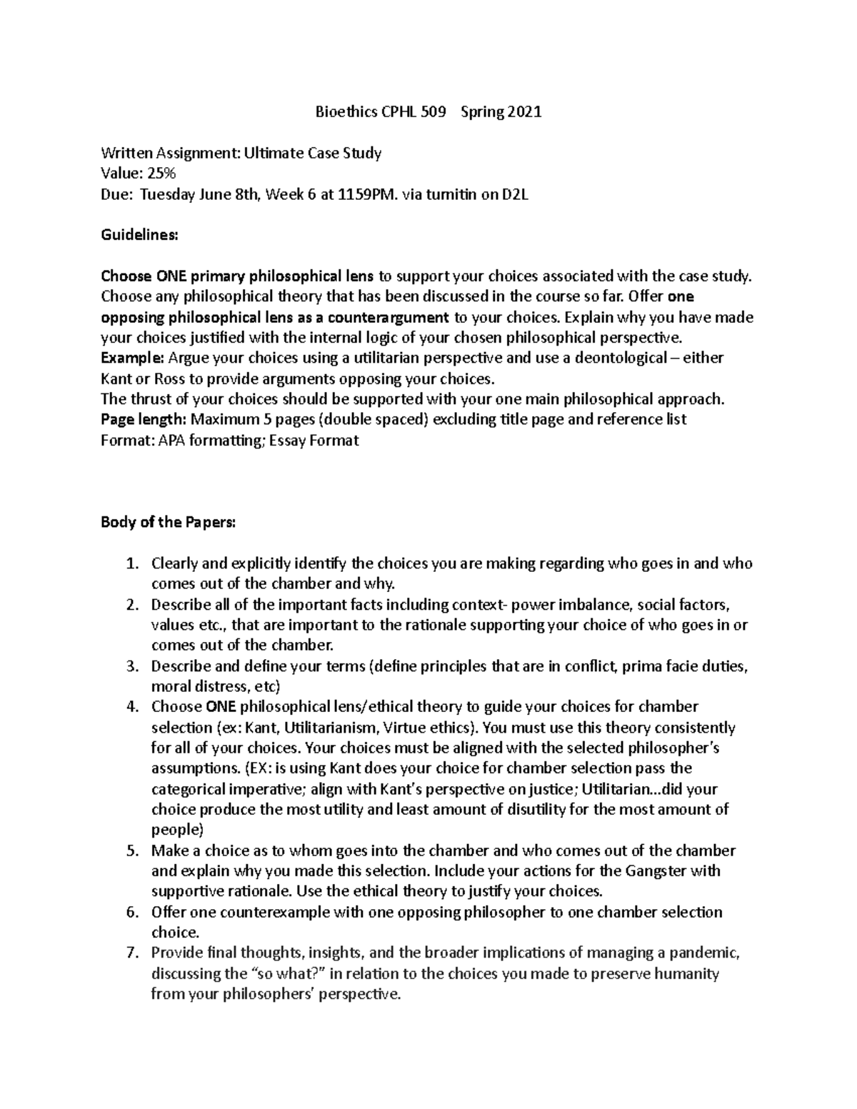 Case Study Guidelines 2021 - Cphl 307 - Toronto Met - Studocu