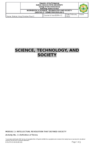 STS Lesson 10 When Technology and Humanity Cross - I. UNIT TITLE ...