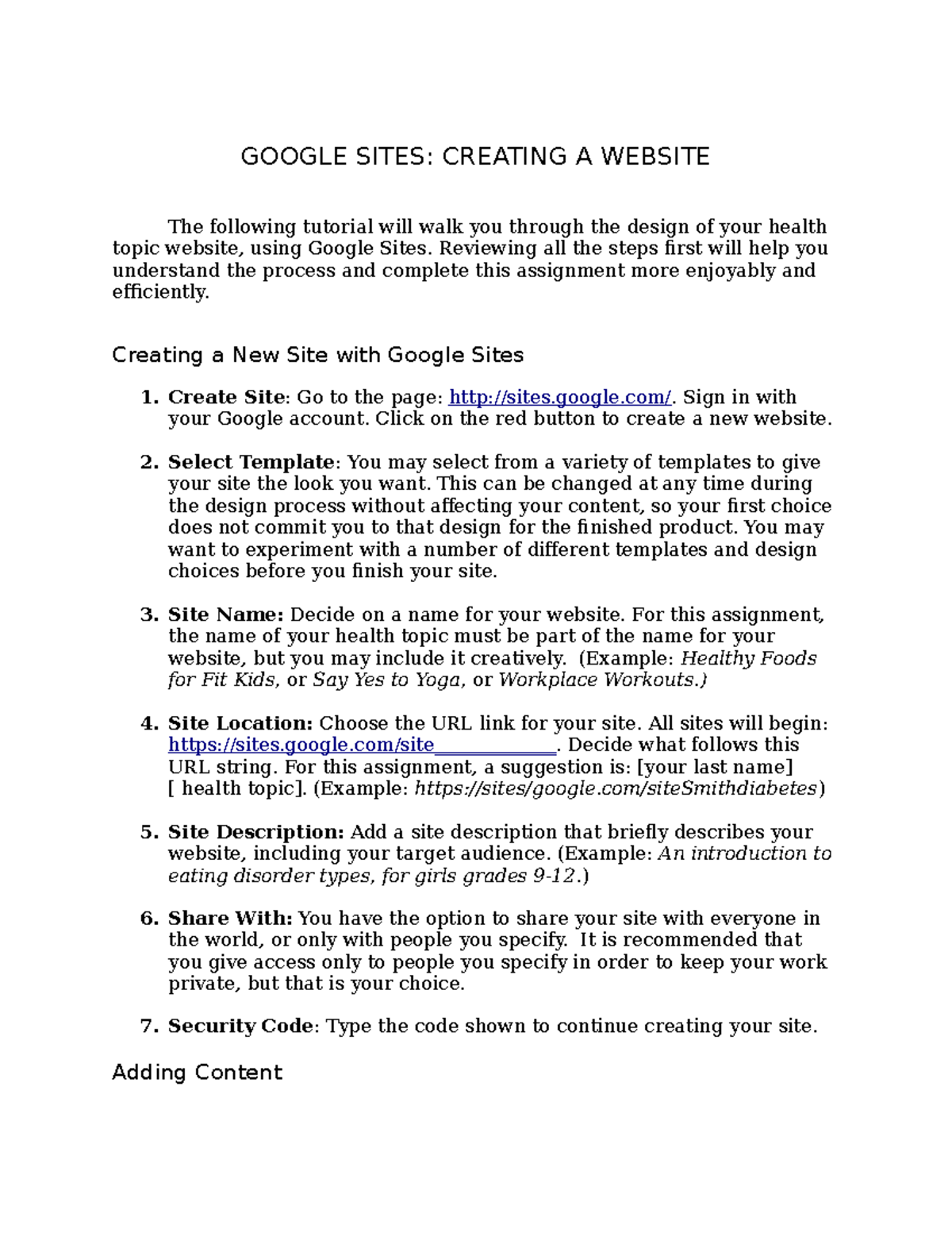 Creating a Google Sites - GOOGLE SITES: CREATING A WEBSITE The ...