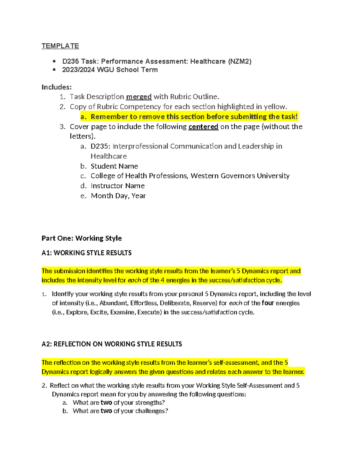 Template for D235 Task NZM2 for 2023 2024 WGU Term - TEMPLATE • D235 ...