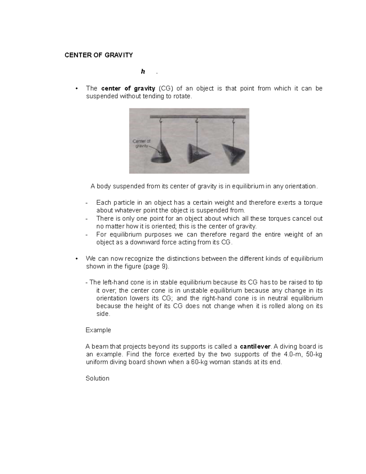 Physics for Engineers - CENTER OF GRAVITY ℎℎℎℎℎℎℎℎℎℎℎℎℎℎℎ. The center ...
