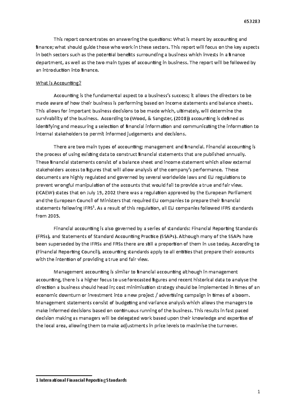 1500 word report - Grade: 70% - 653283 This report concentrates on ...