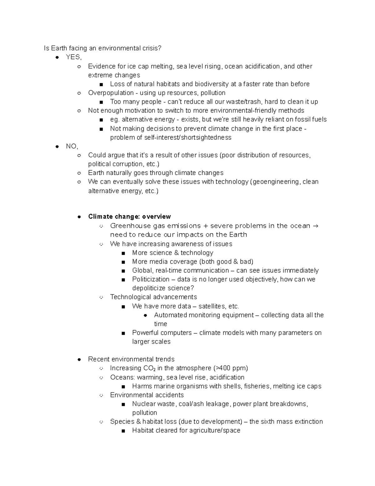 EOSC 300 Exam 1 Part 2 - Environmental issues midterm study guide - Is ...