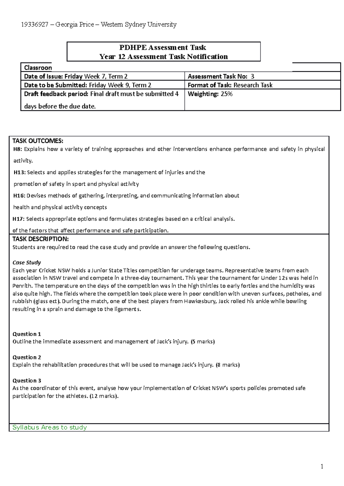 11 -12 Assessment notification template (1) 2 - Classroom Teacher: Miss ...