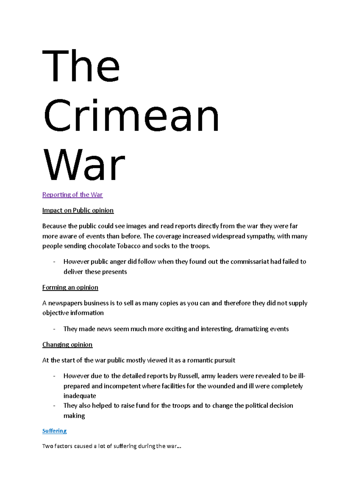 The Crimean War - n/a - The Crimean War Reporting of the War Impact on ...