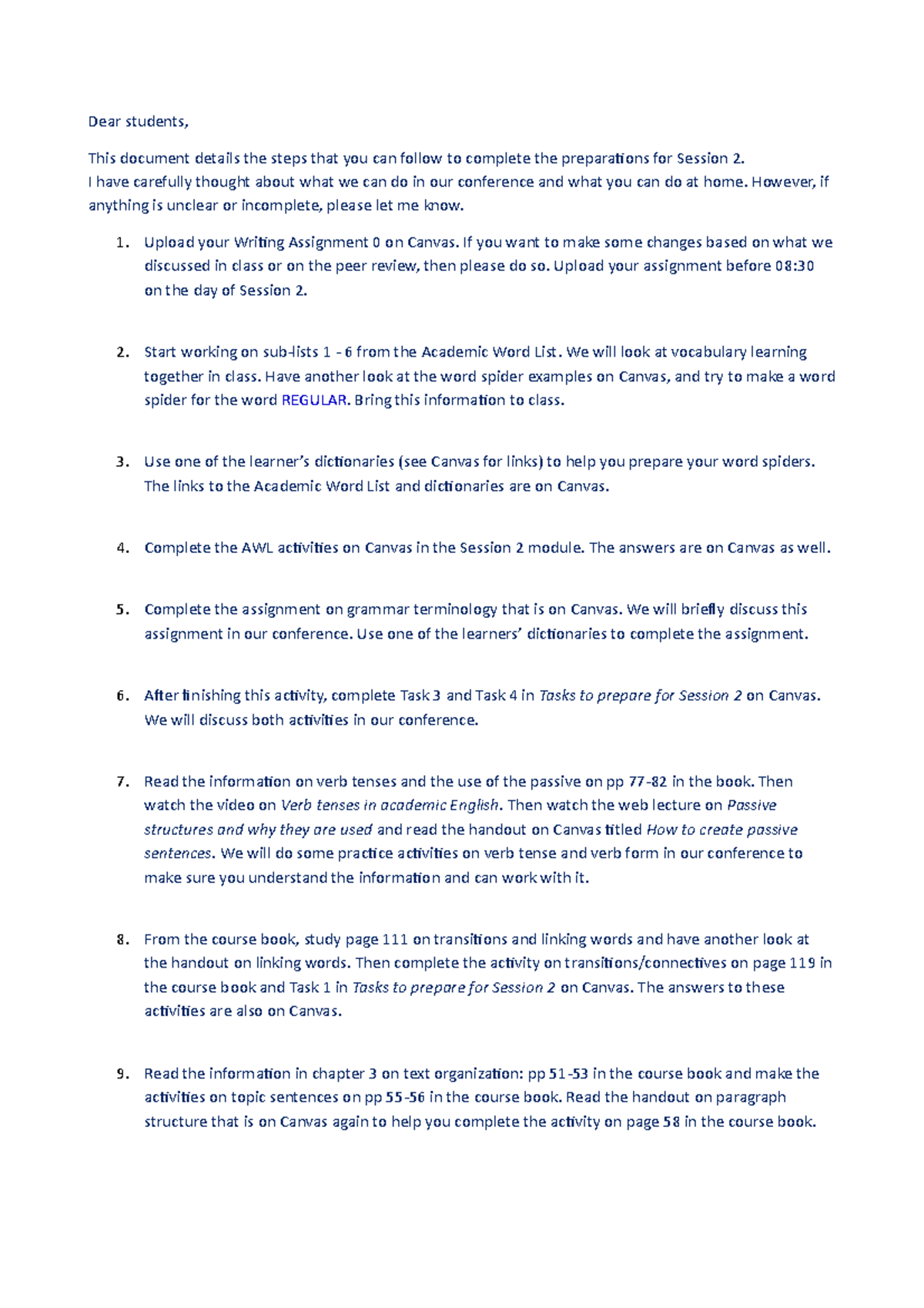 What and how to prepare for Session 2 - Dear students, This document ...