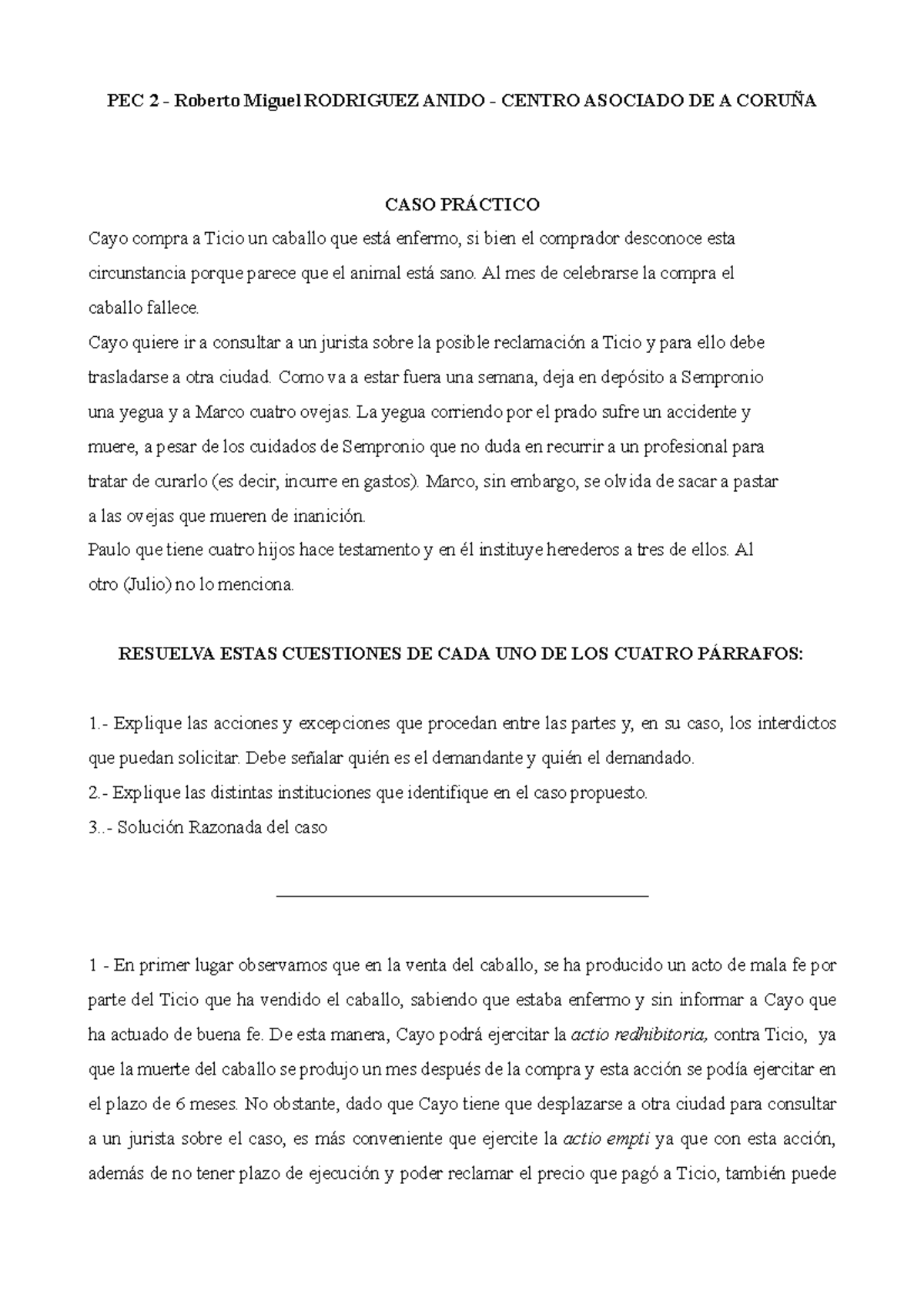 PEC 2 - Caso práctico resuelto, correspondiente a PEC de la asignatura ...