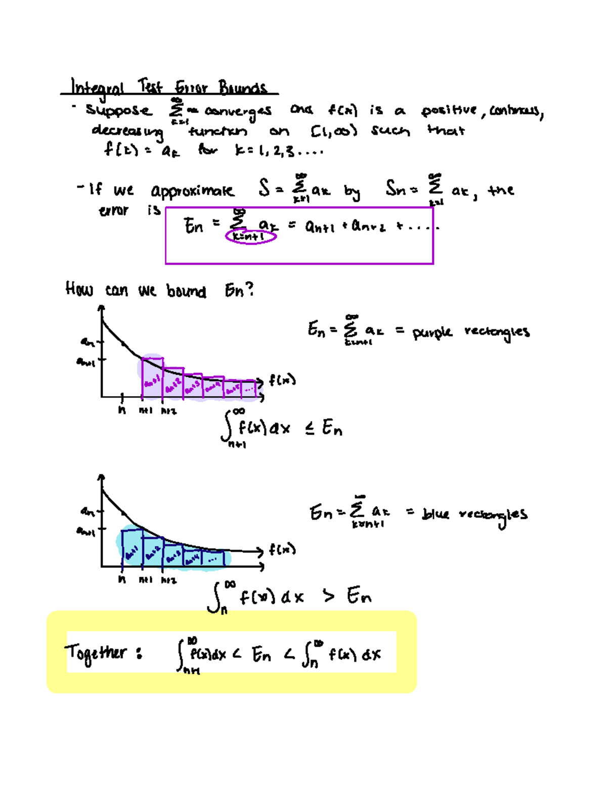 Integral Test Error Bounds - Integral Test Error Bounds Suppose É ak ...