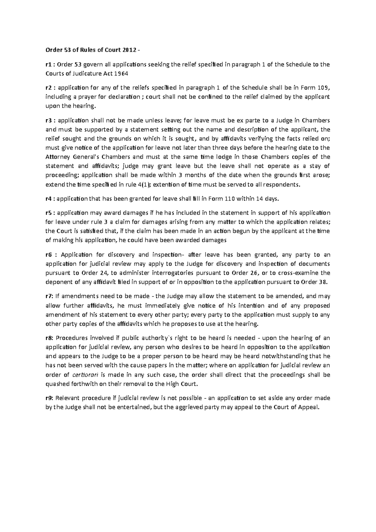 Order 53 Of Rules Of Court 2012 Summary Order 53 Of Rules Of Court