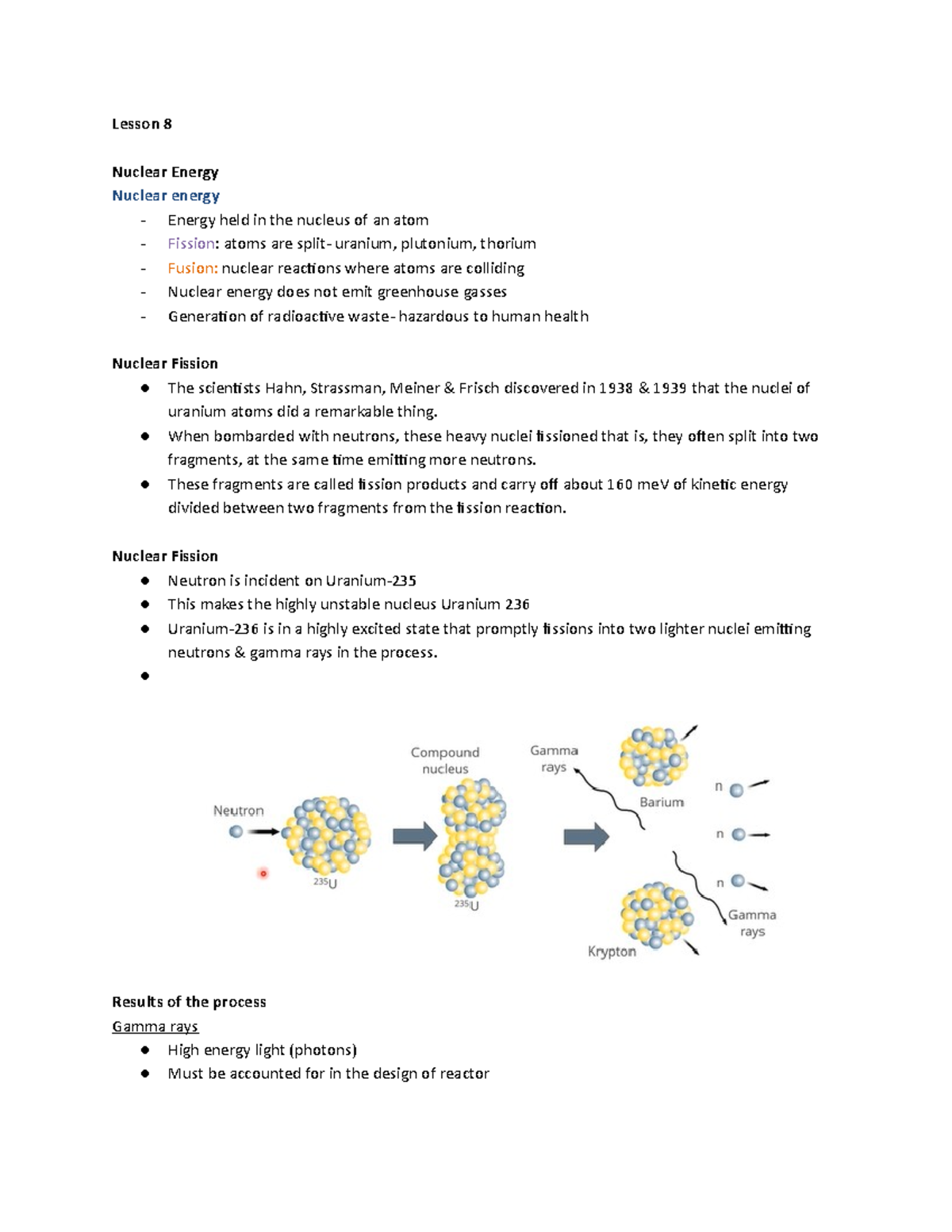 LESSON 8: NUCLEAR ENERGY - Lesson 8 Nuclear Energy Nuclear energy ...
