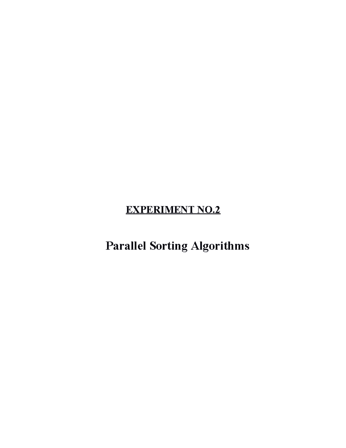 Hpc Experiment 2 High Performance Computing Practical 2 Experiment No Parallel Sorting