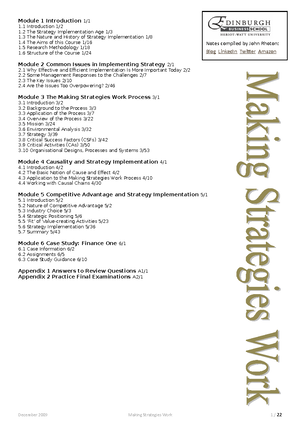 Making Strategies Work Notes - Chapter 1 - Making Strategies Work MSW ...