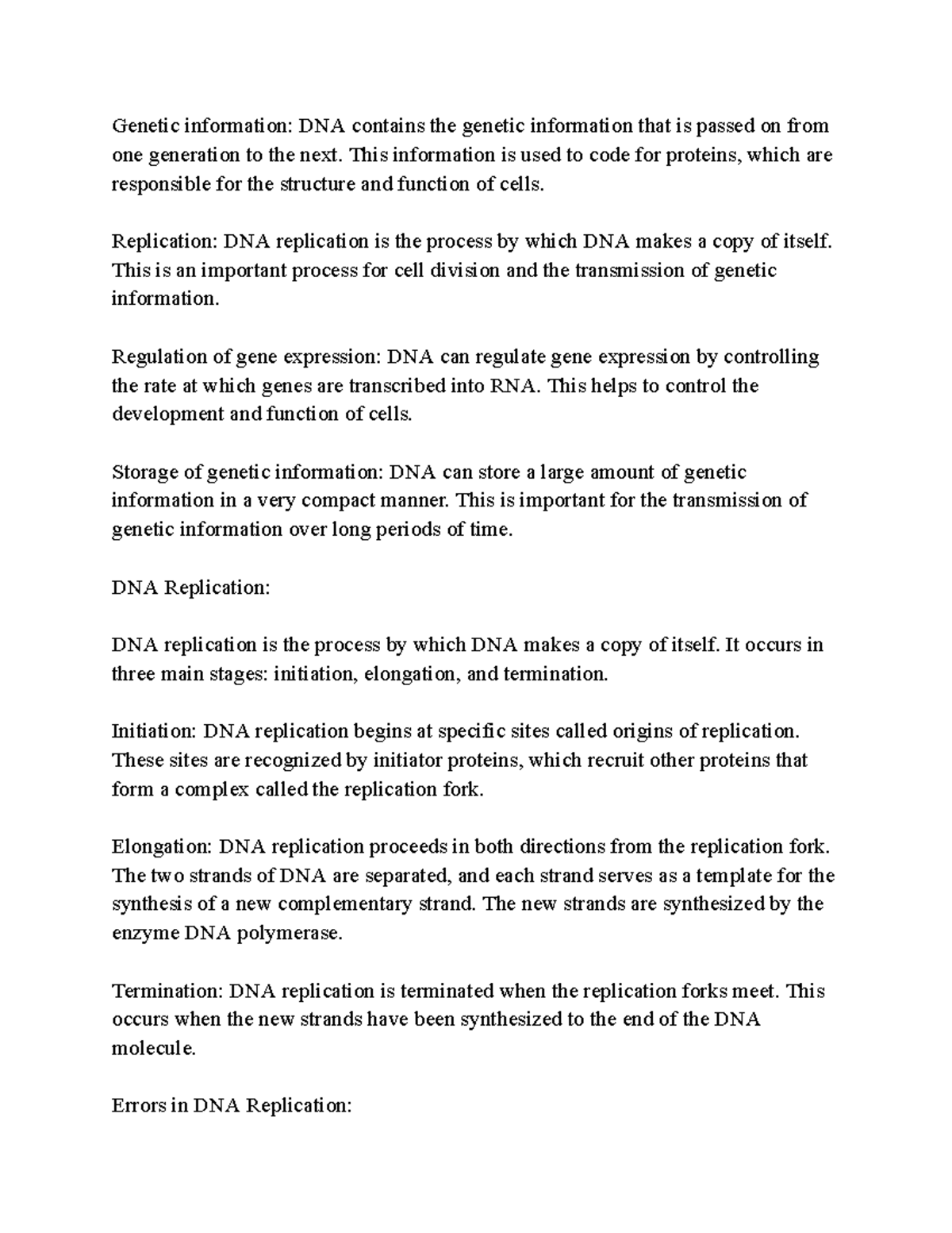 DNA P14 2- Google Docs - DNA NOTES - Genetic information: DNA contains ...