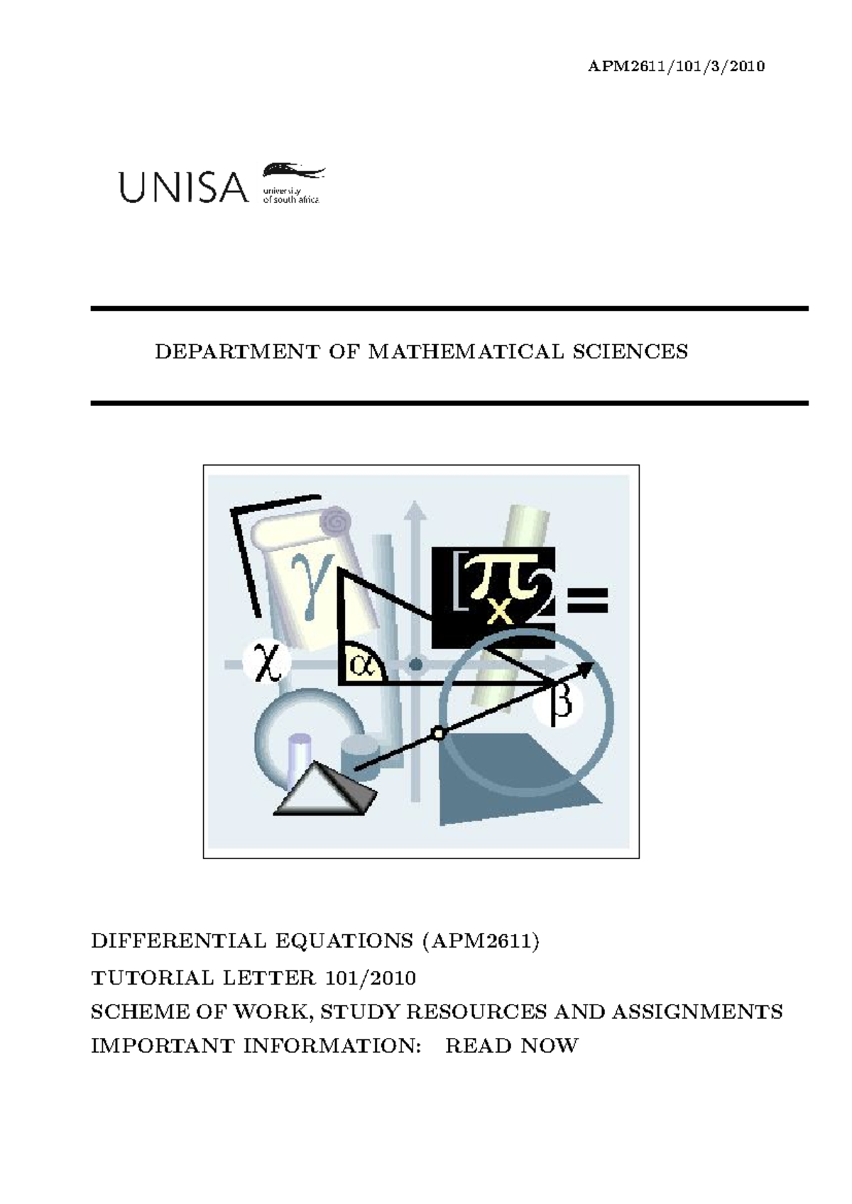 TL 101 - 2010 - SOLUTIONS - DEPARTMENT OF MATHEMATICAL SCIENCES ...