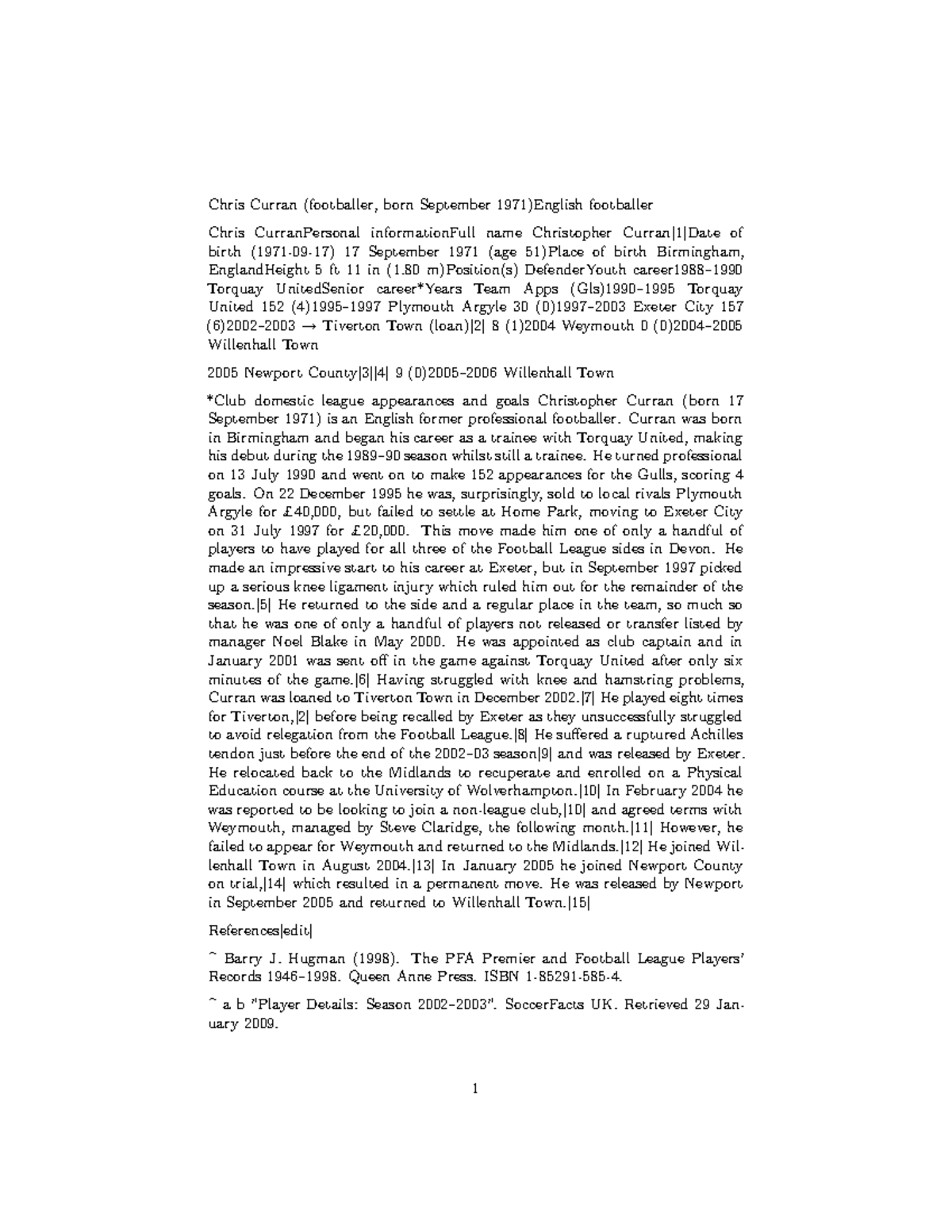 File16 - info file 13 - Chris Curran (footballer, born September 1971 ...