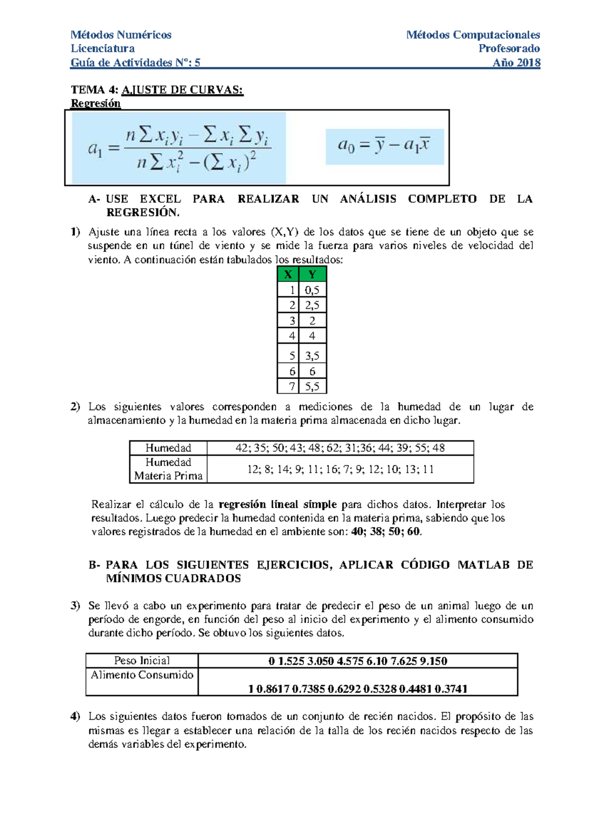 Guia de Actividades N5 2018 - Warning: TT: undefined function: 32 Métodos Numéricos Métodos ...