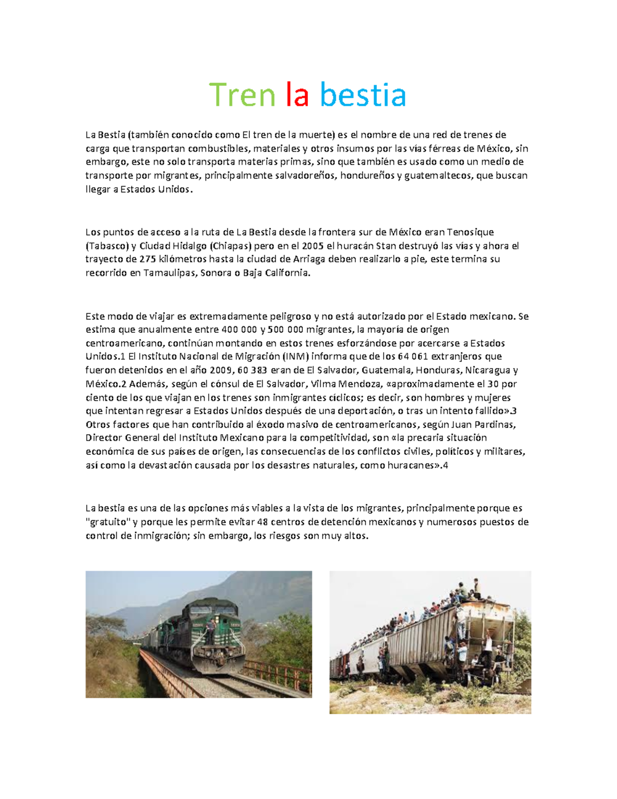 Tren la bestia - Los puntos de acceso a la ruta de La Bestia desde la ...