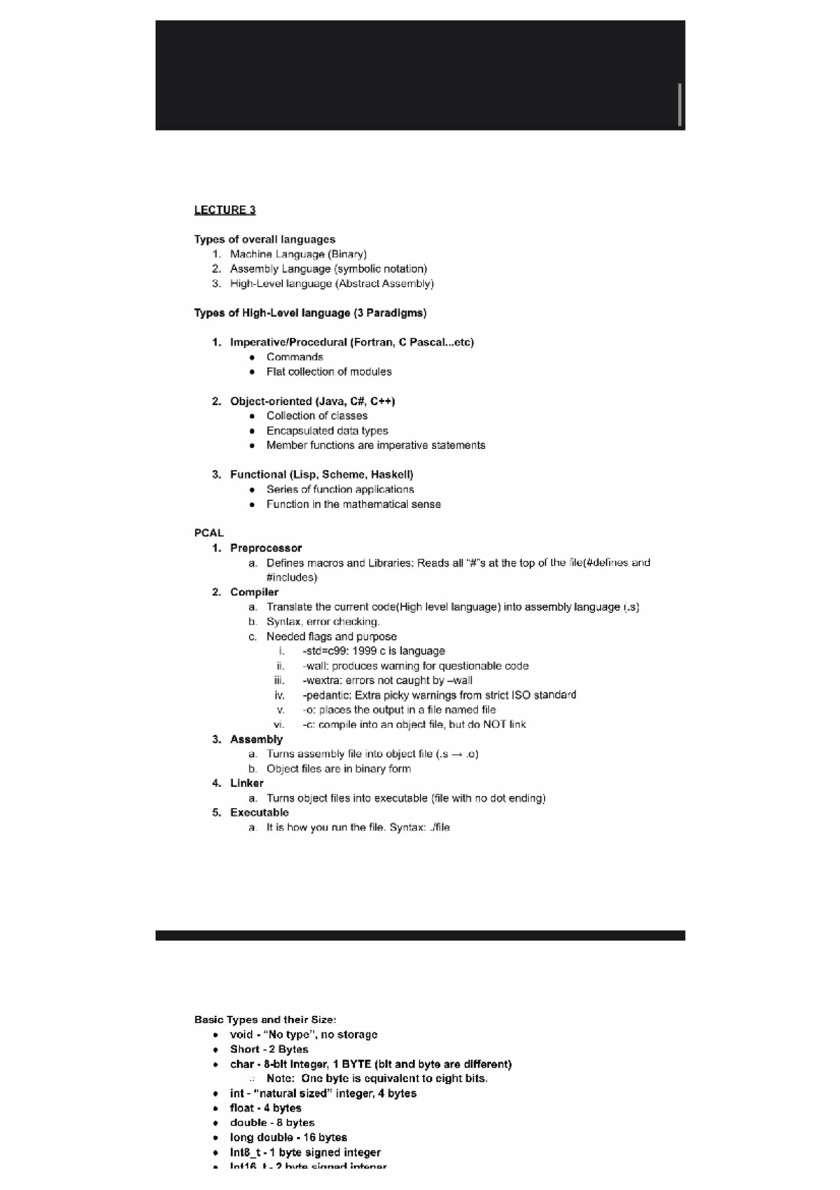 MOPS Review Study Guide - LECTURE 3 Types of overall languages 1 ...