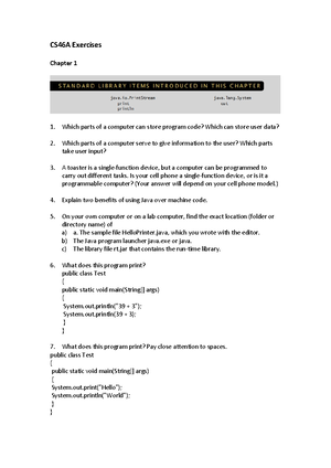 Samle Exam 2 - Sample exam - CS 46A – Sample Exam A password will be given in class on Thursday ...