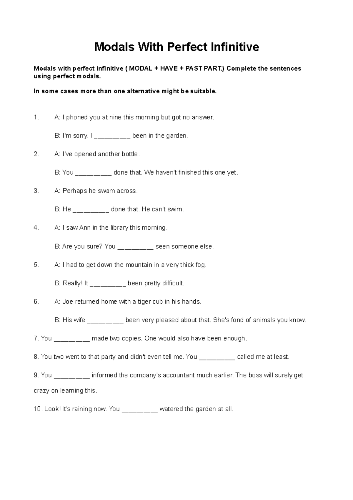 Modals-in-past - para practicar - grammarbank Modals With Perfect ...