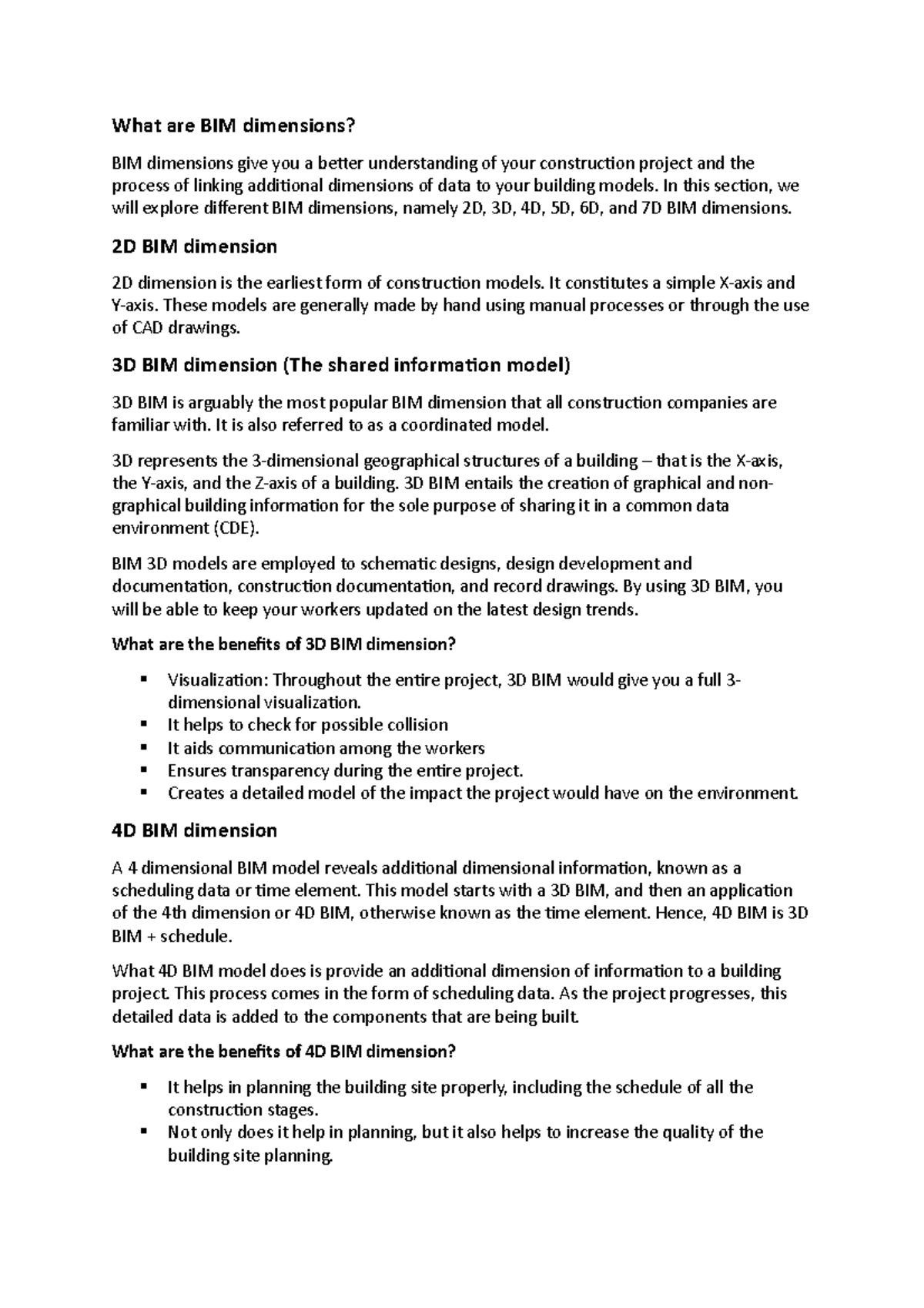 BIM Dimensions in data types Business Intelligence - What are BIM ...