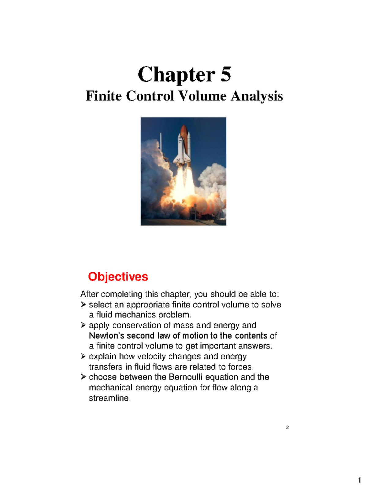 Ch5 - Professor Masoodi - Chapter 5 Finite Control Volume Analysis Objectives After completing ...
