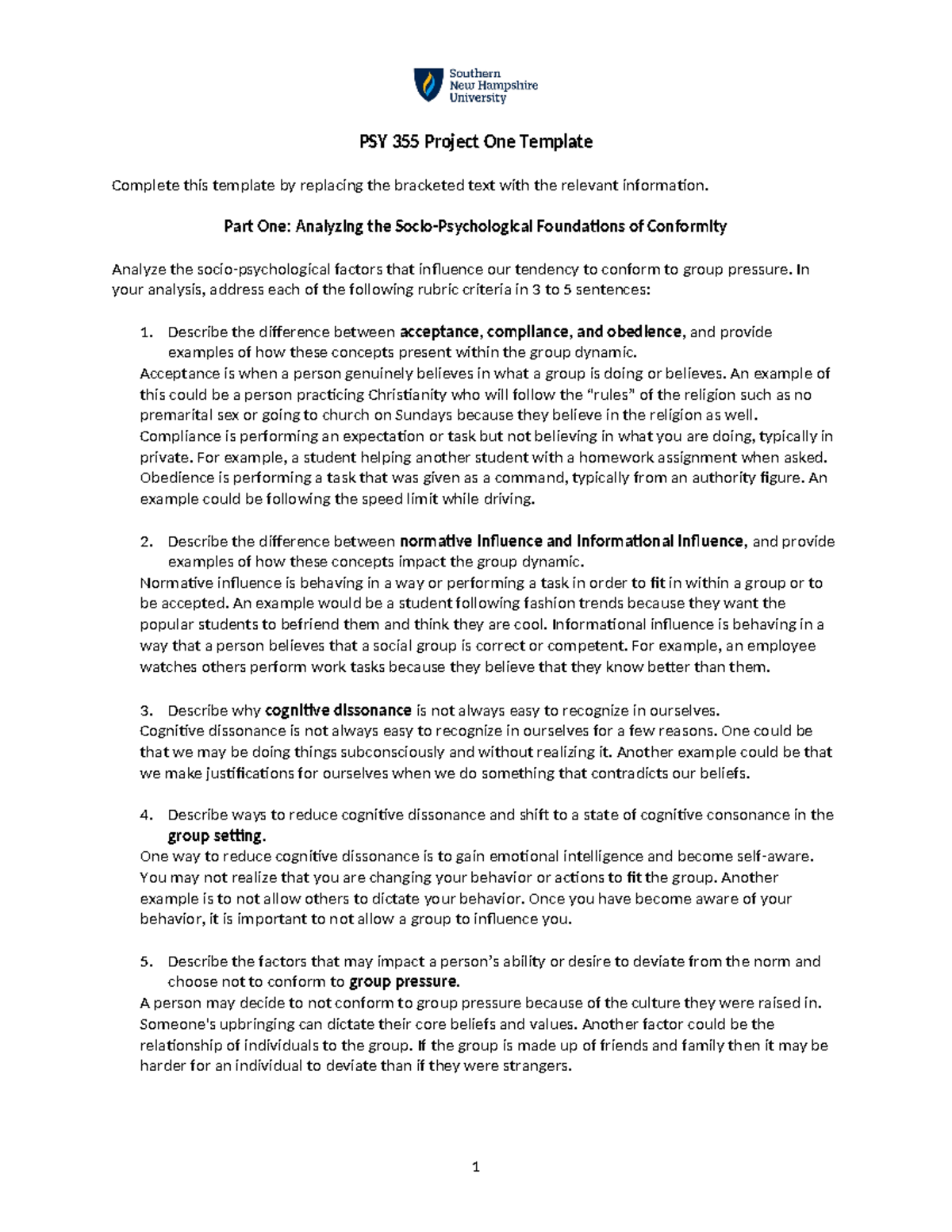 PSY 355 Project One - PSY 355 Project One Template Complete this ...