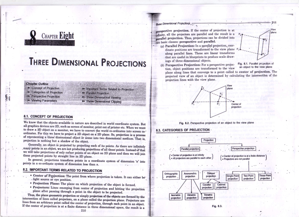 3d projection - Computer Graphics - Three Dimensional Projections 211 perspective projection. If ...