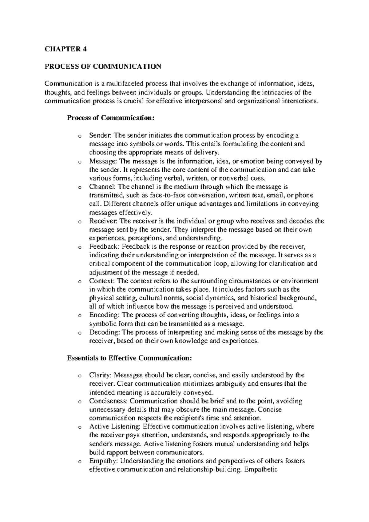 Process of communication - CHAPTER 4 PROCESS OF COMMUNICATION ...