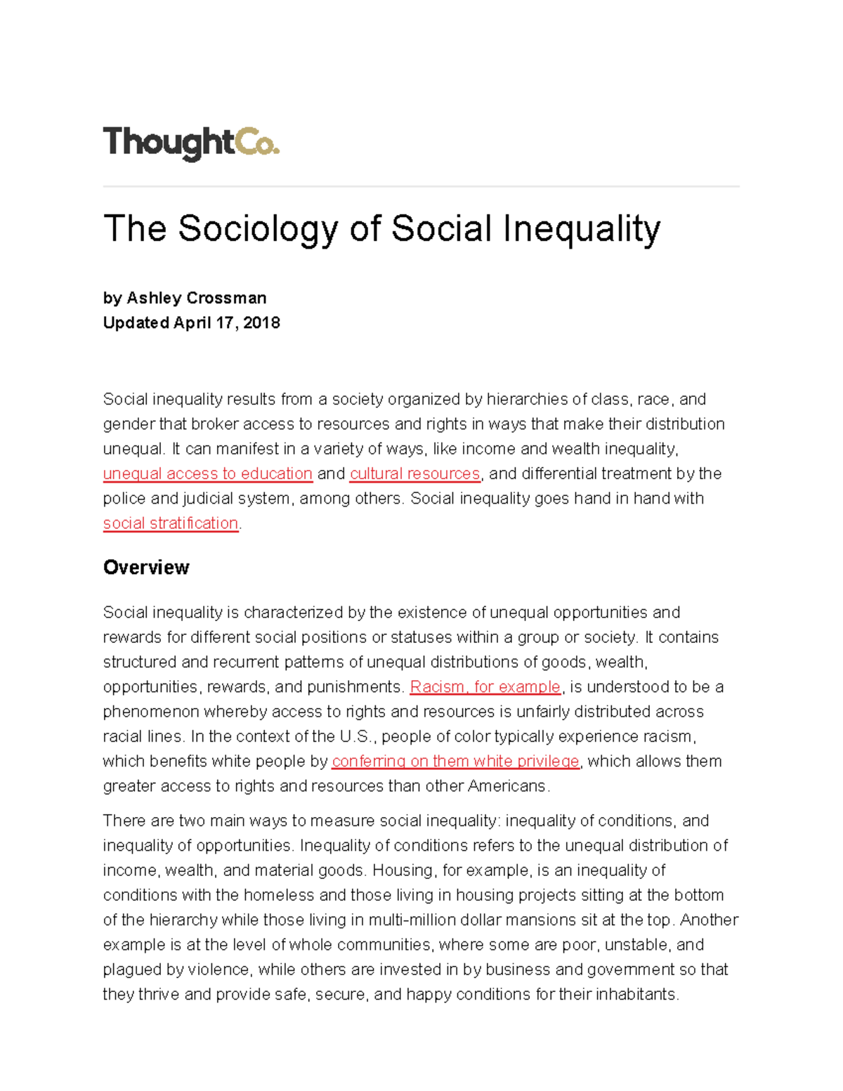 Wk 1 Social Inequality - Eineua - The Sociology of Social Inequality ...