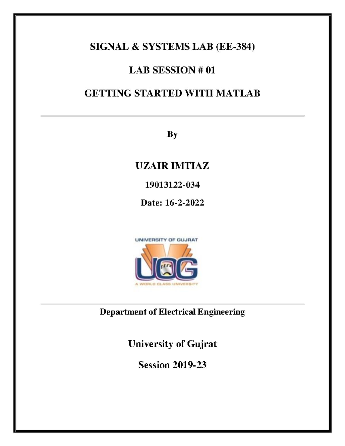 19013122-034@EE-384 - Lab Manual - SIGNAL & SYSTEMS LAB (EE-384) LAB ...