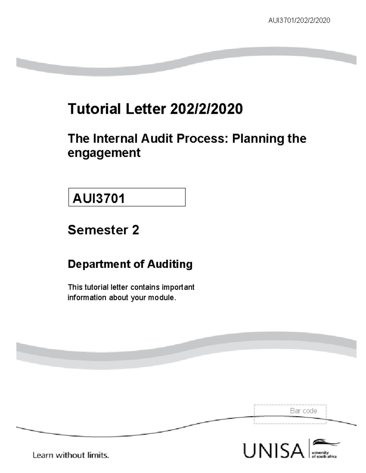 AUI3701 TL202 2 2020 - AUI3701/202/2/ Tutorial Letter 202/2/ The ...