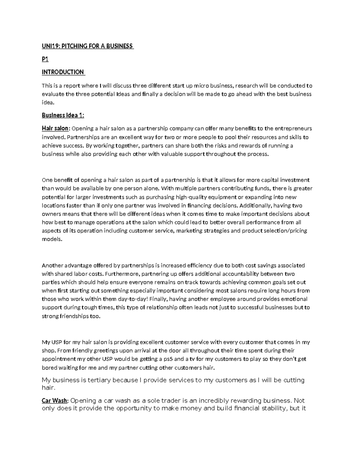 PITCHING FOR A BUSINESS - UNI19: PITCHING FOR A BUSINESS P INTRODUCTION ...