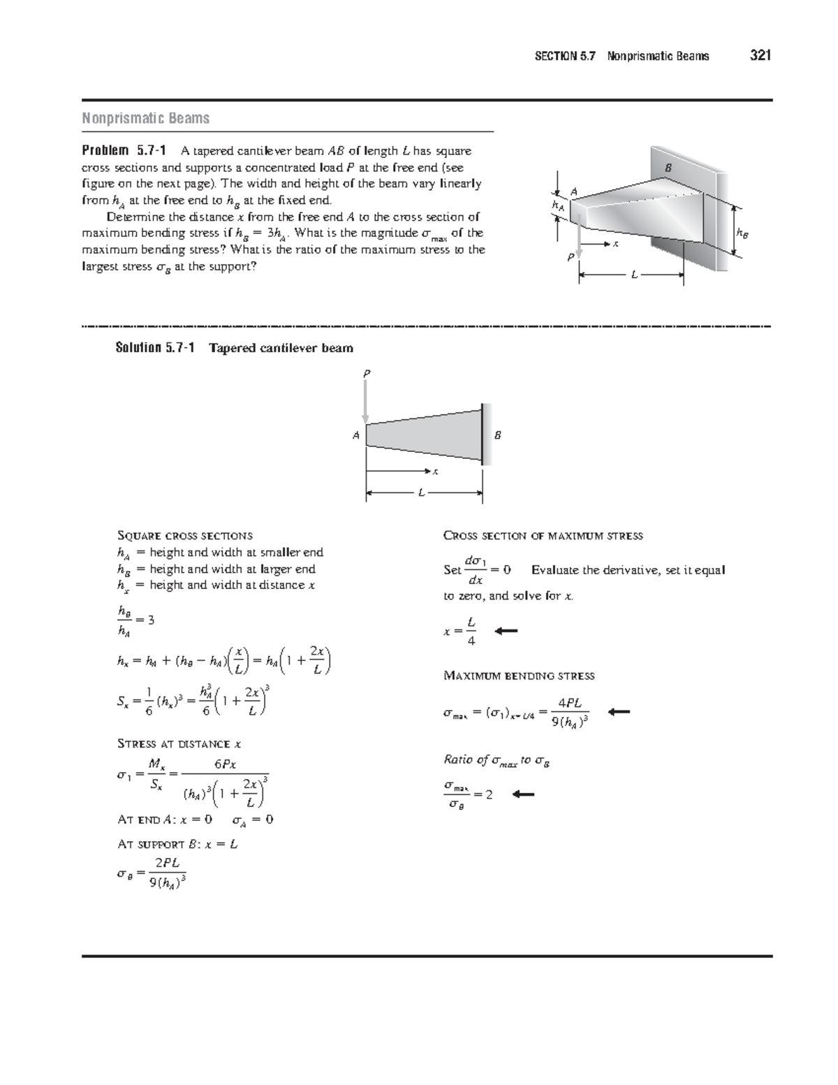 Mechanics of Materials Chap 05-03 - Nonprismatic Beams Problem 5-1 A ...