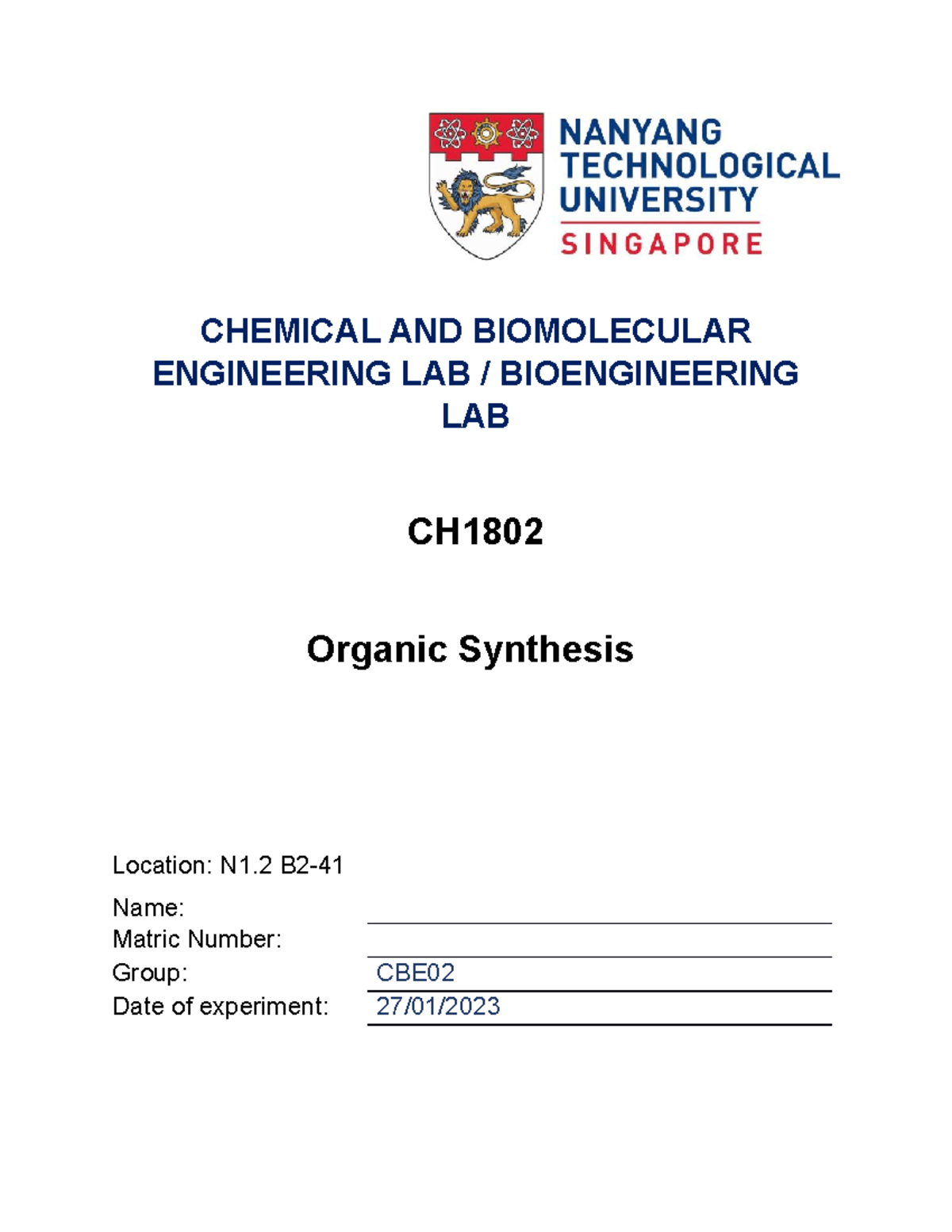 C2 Organic Synthesis - CHEMICAL AND BIOMOLECULAR ENGINEERING LAB ...