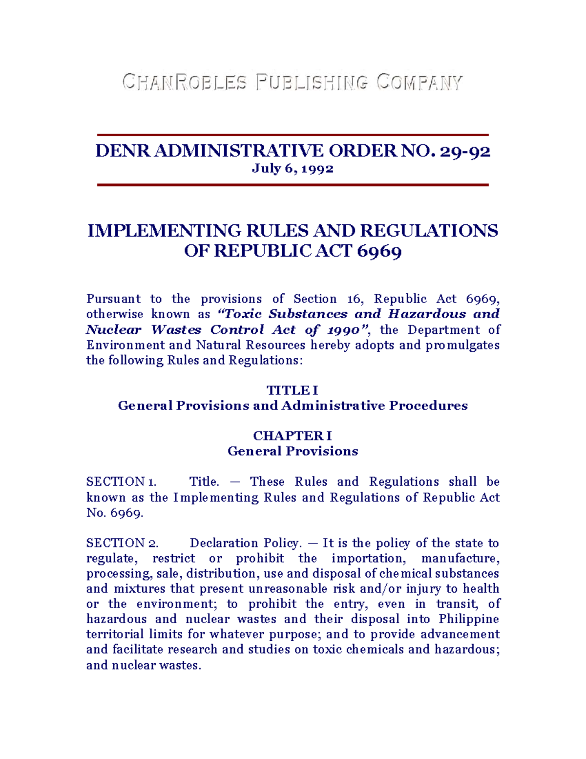 Presidential Decree 1586 Environmental Impact Statement (EIS) Statement ...