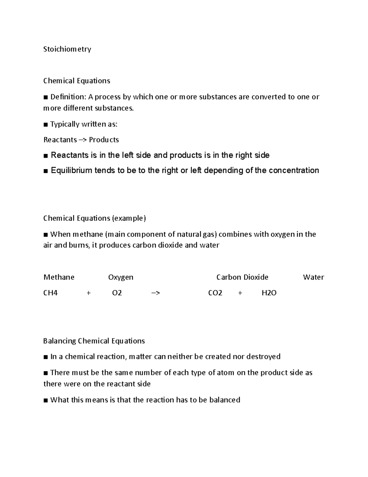 162 - Stoichiometry - summary - Stoichiometry Chemical Equations ...
