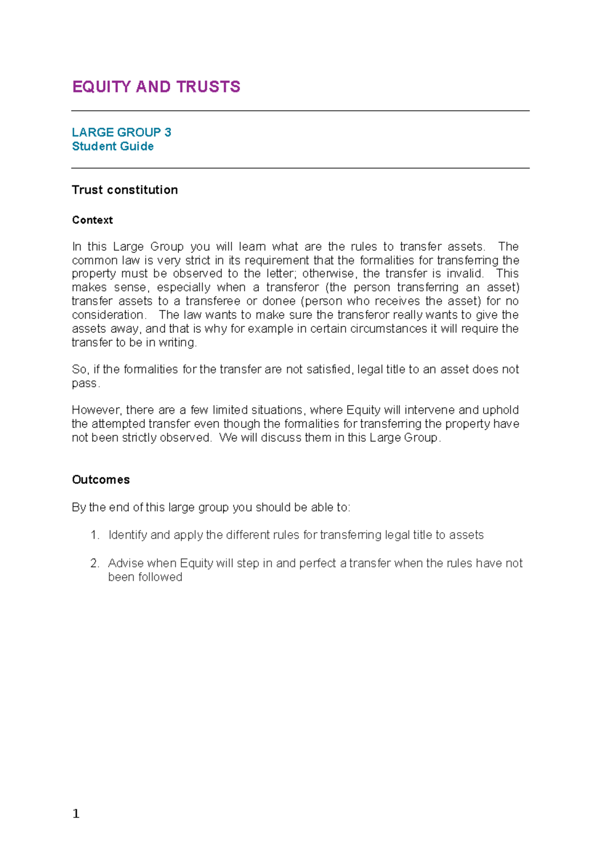 2324 eqtr lg03 ce01 student guide - EQUITY AND TRUSTS LARGE GROUP 3 Student Guide Trust ...