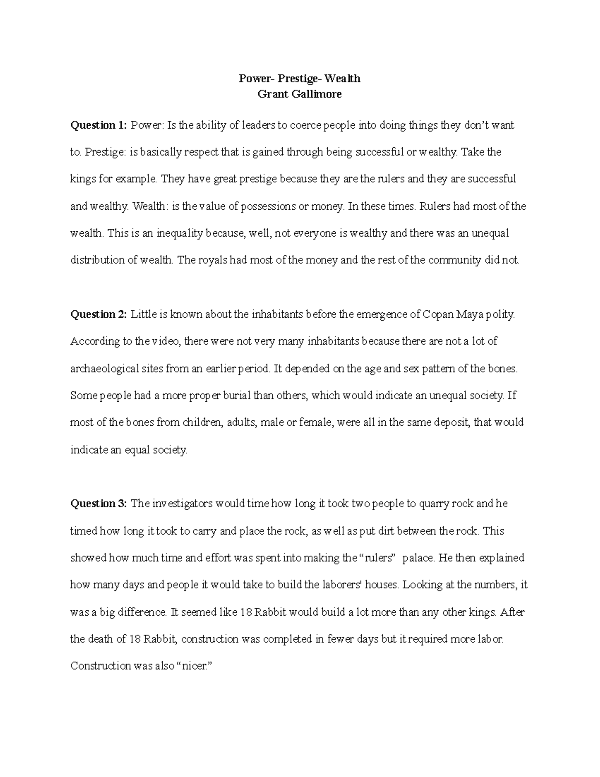 Wealth Power and Inequality in Ancient Societies - Studocu