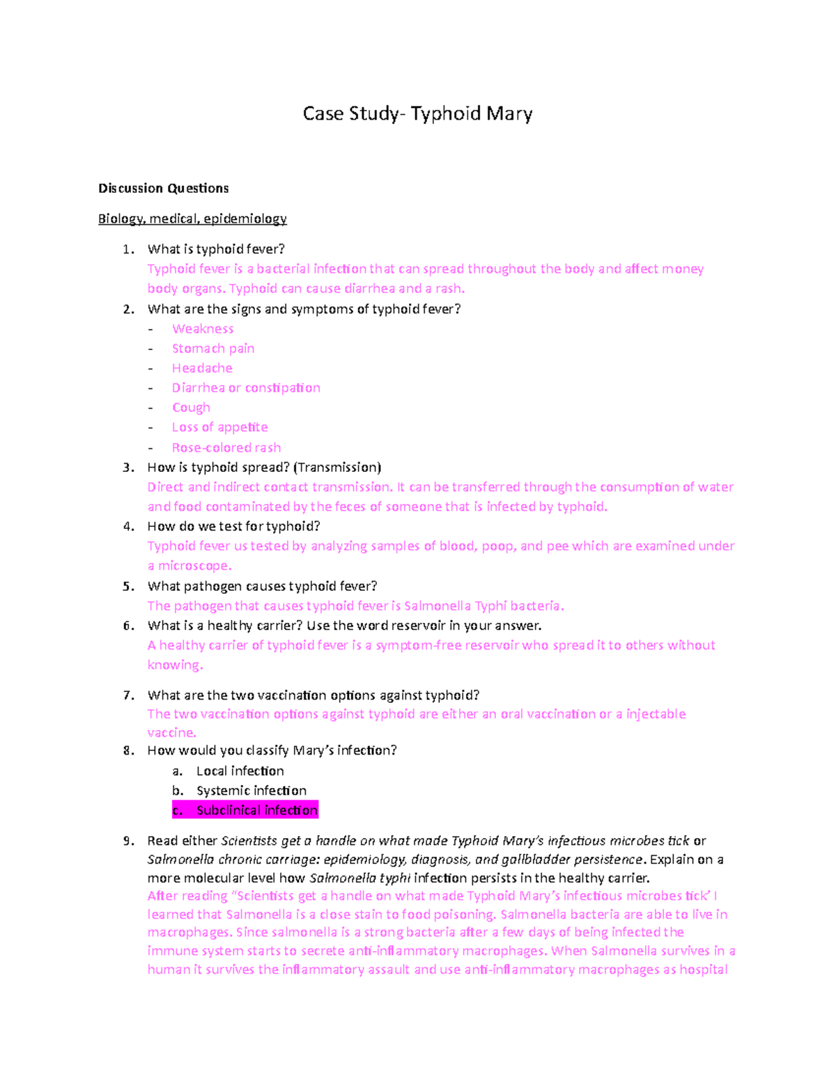 Deiveian's Typhoid Mary discussion questions-1 - Case Study- Typhoid ...