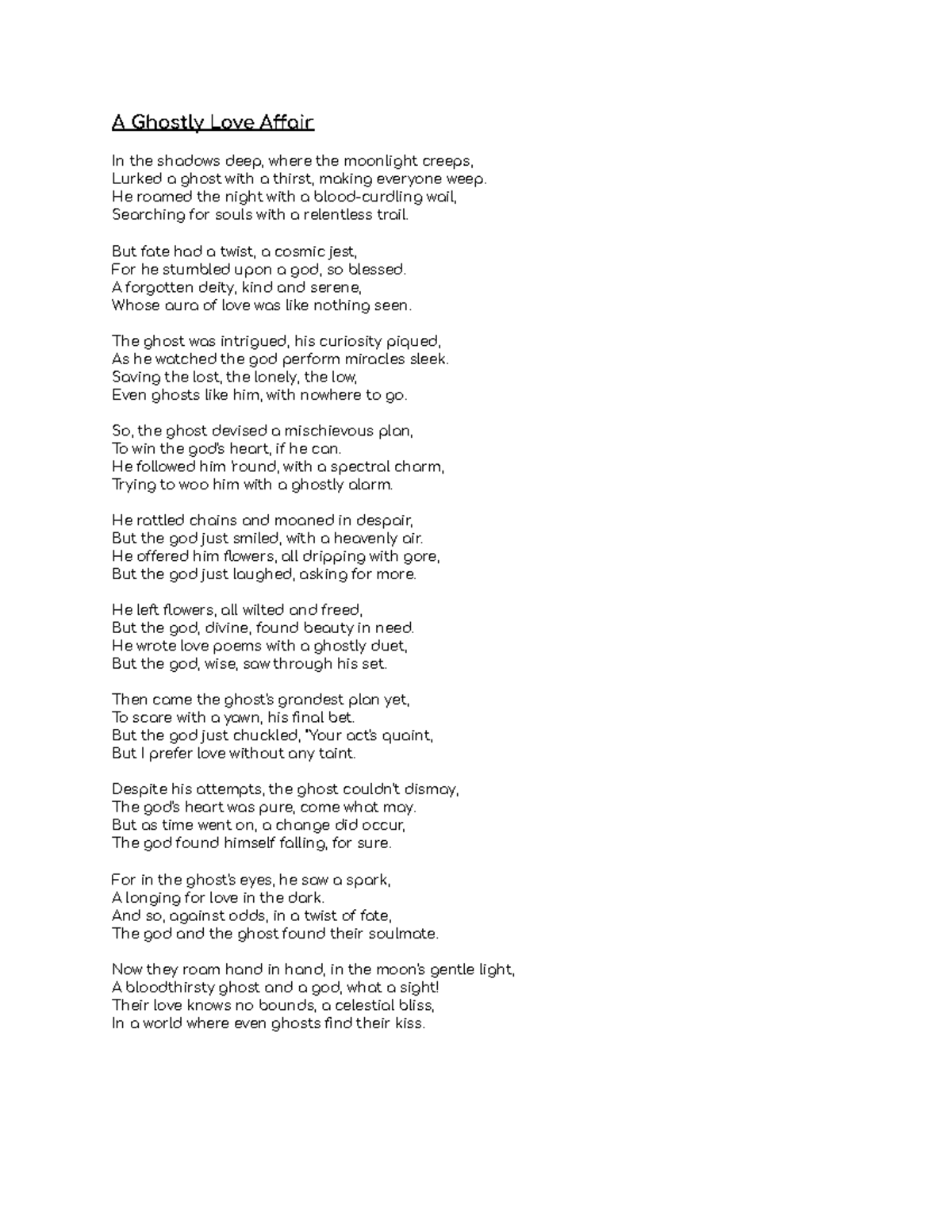 A Ghostly Love Affair - a poem - A Ghostly Love Aair In the shadows ...