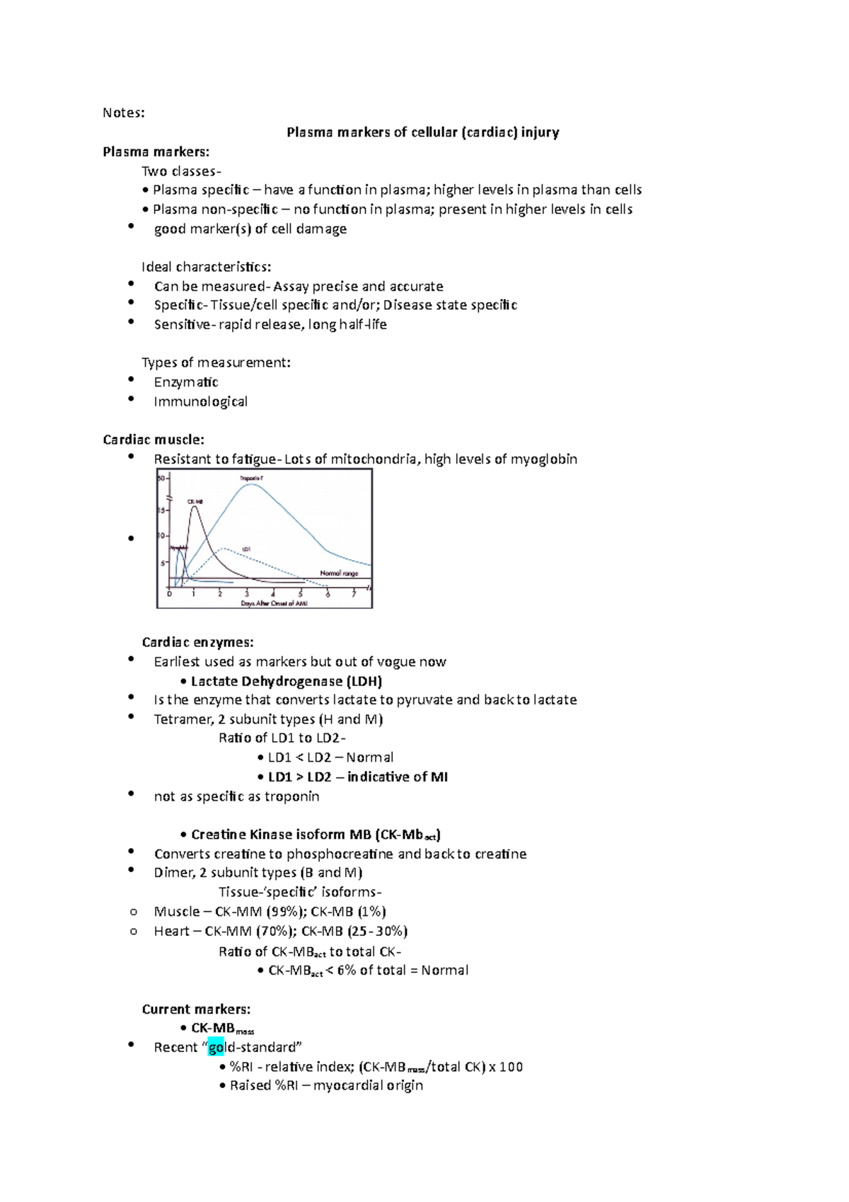 Plasma markers of cellular (cardiac) injury - Notes: Plasma markers of ...