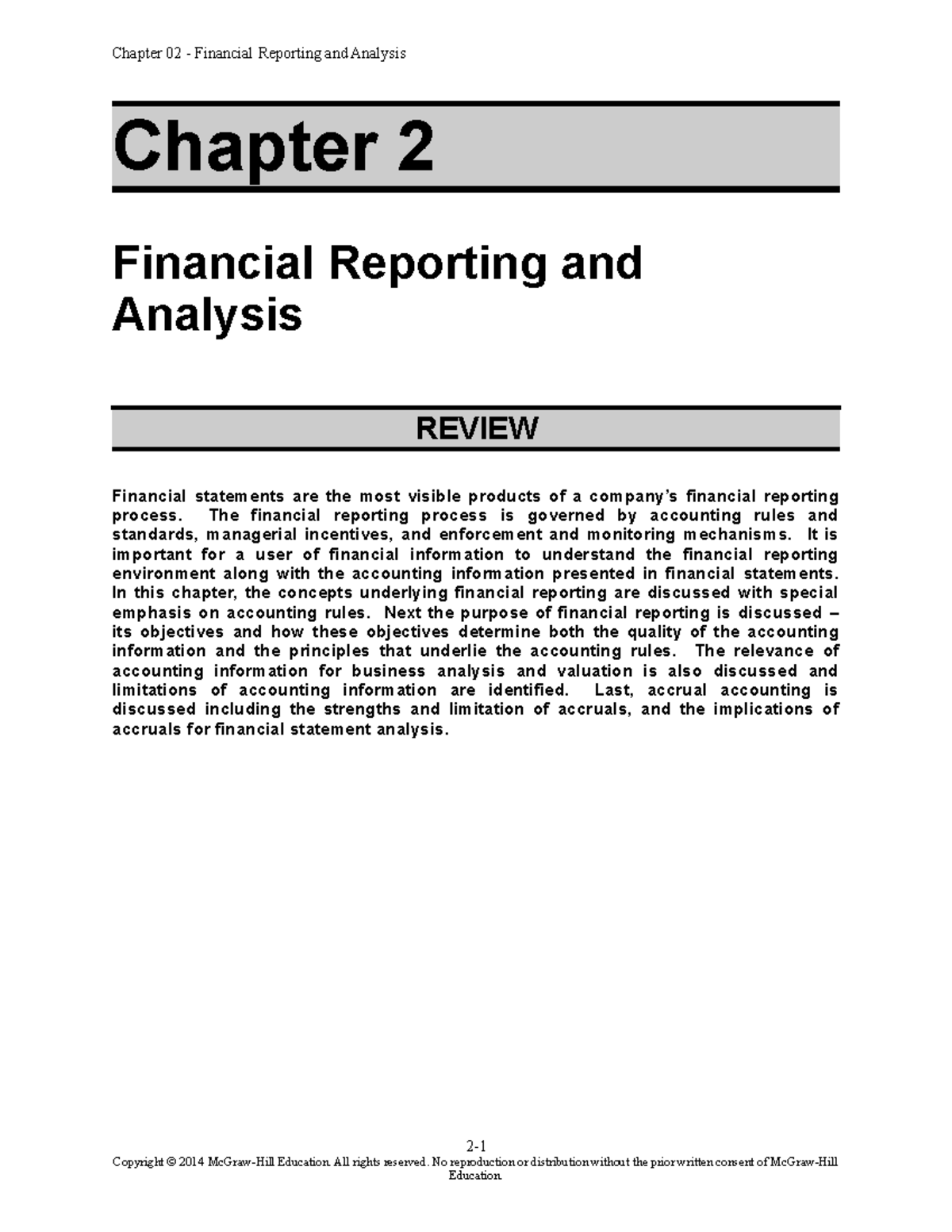 SMChap 002-highlighted - Chapter 2 Financial Reporting and Analysis ...