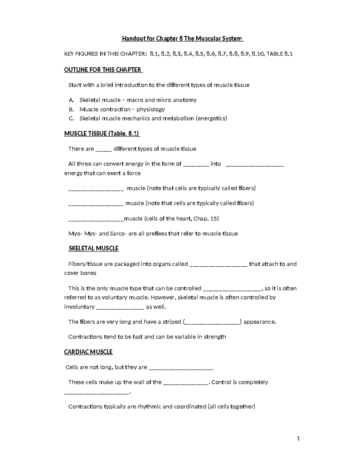 Chapter+8+Handout+S19 - Handout for Chapter 8 The Muscular System KEY ...